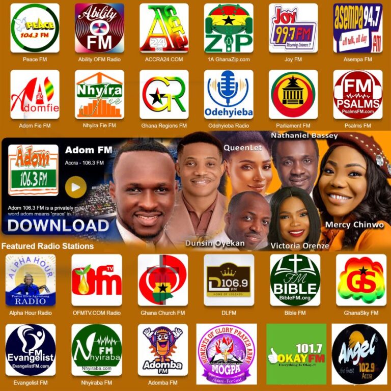 Ghana Radios App: Listen to Adom 106.3 FM, Peace 104.3 FM, Alpha Hour Live, Jerry Eze NSPPD ...